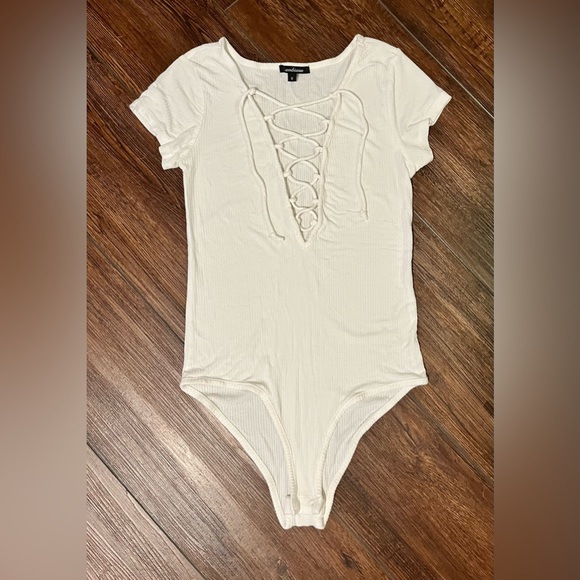 Ambiance | Tops | Euc Ambiance Body Suit Size S Snap Crotch White Lace ...
